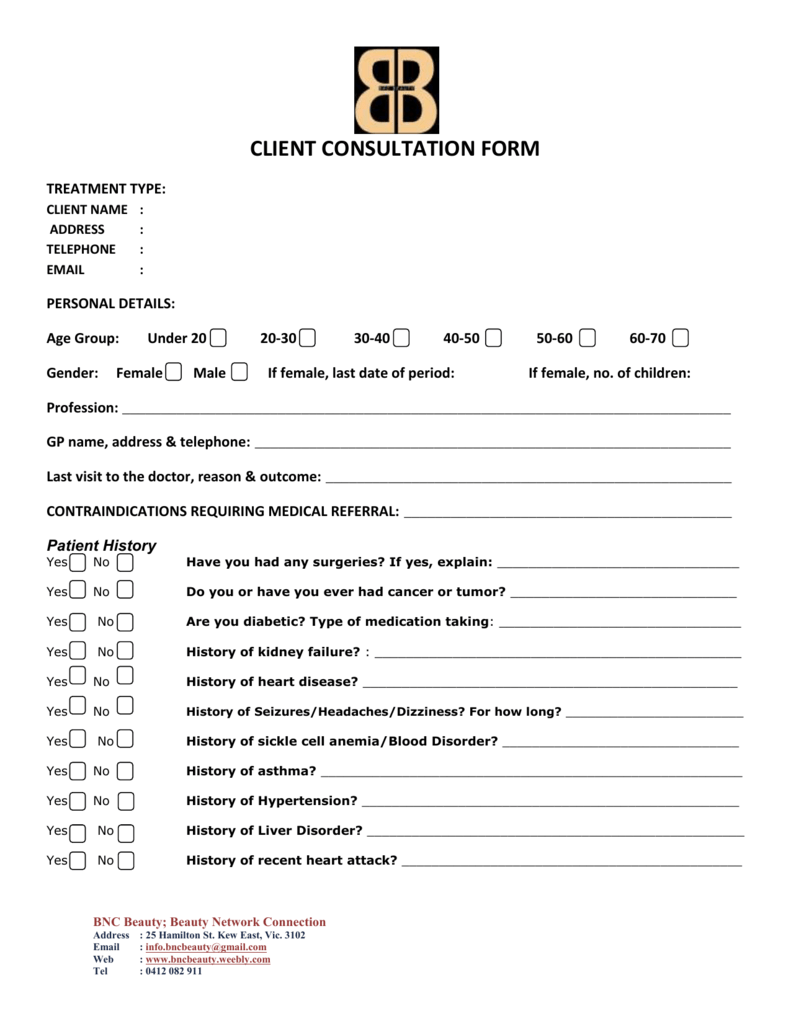 Client Consultation Form