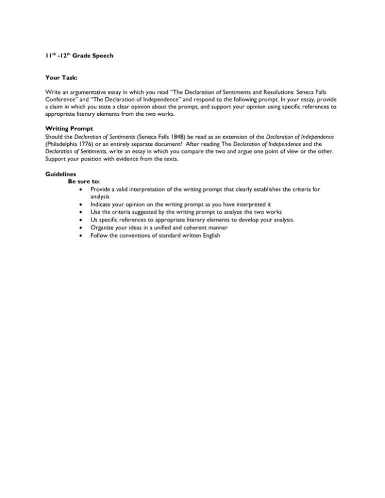 11 12 ELA EOY Writing Summative