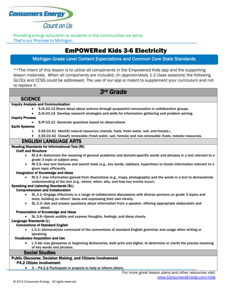 Correlation To Grade Level Content