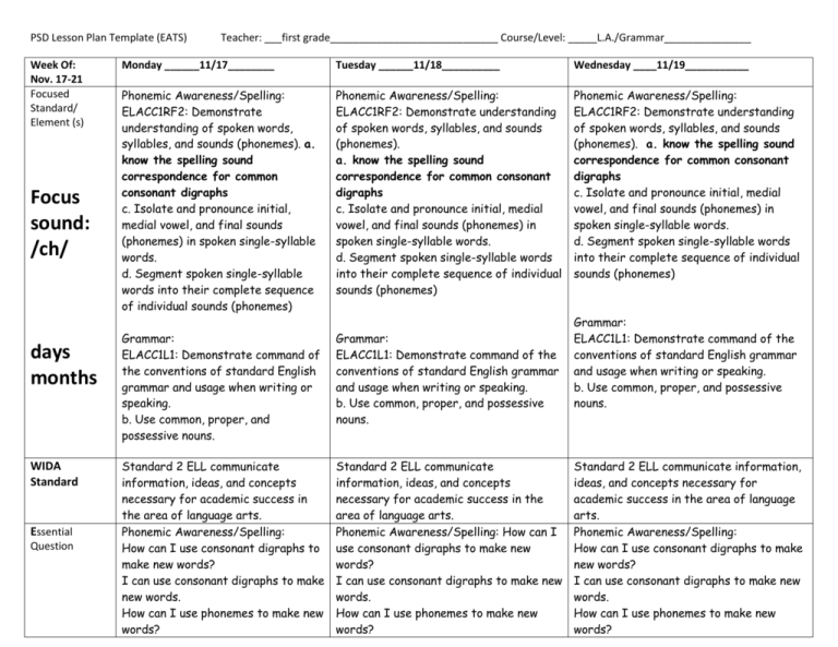 Lesson 13 Grammar Plans Lesson 13 Grammar Plans