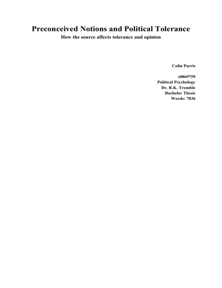 Preconceived Notions and Political Tolerance