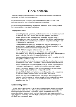 Phonics Observation Form – Completed Example Trainee teacher