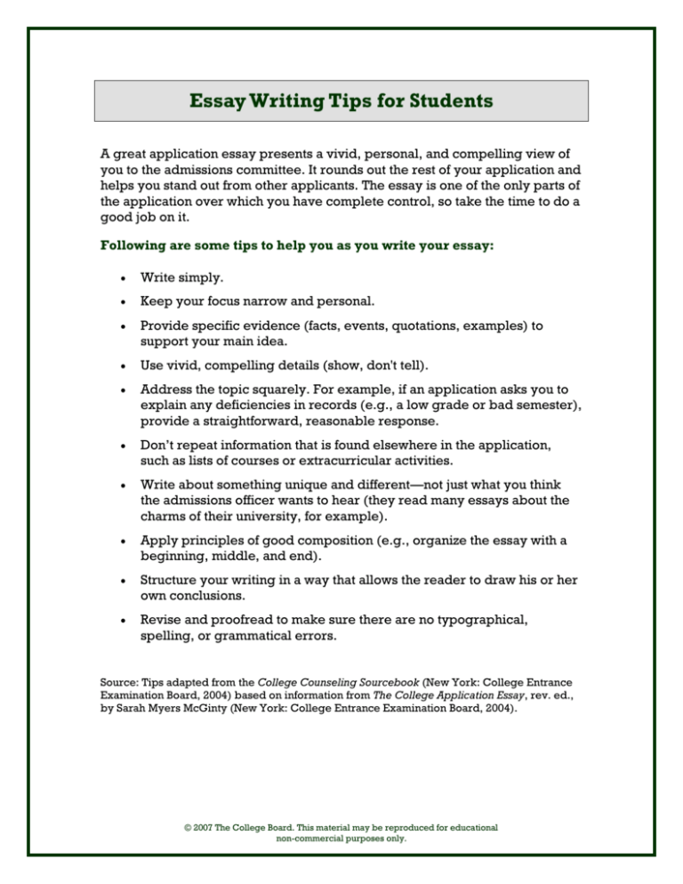 Essay Writing Tips For Students
