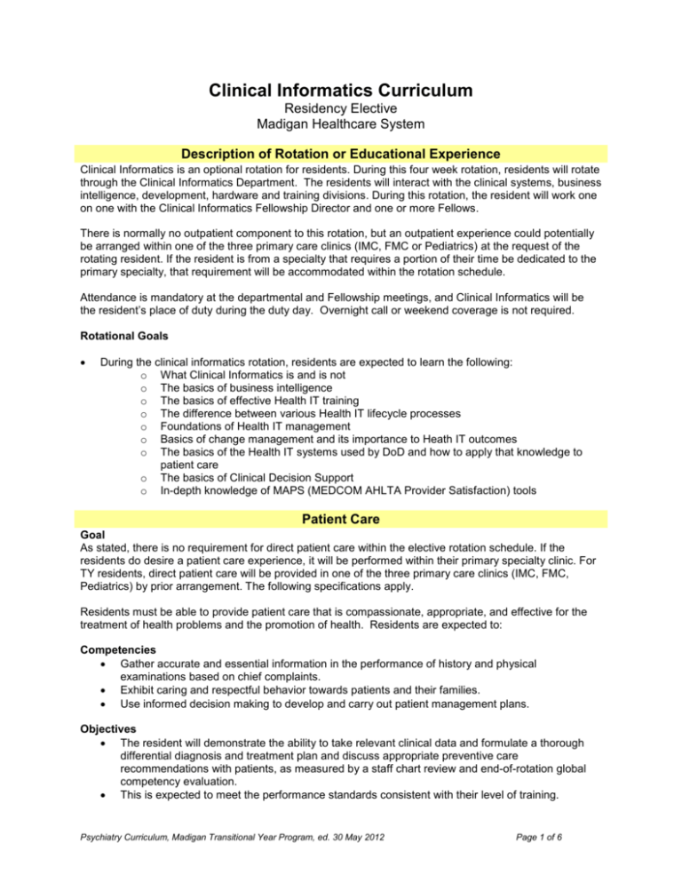 General Surgery Clinic Curriculum