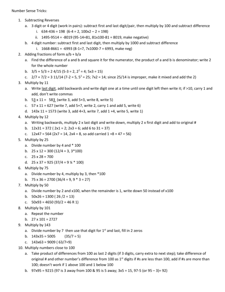 List Of Tricks