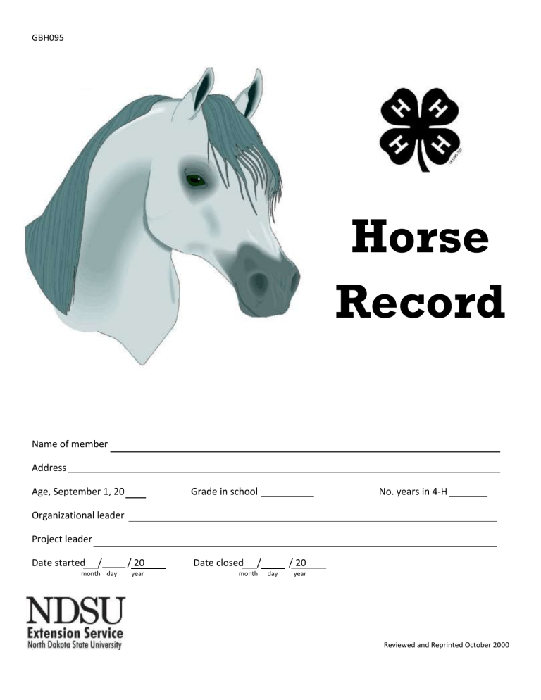 Objectives Of The 4 H Horse Project Objectives Of The 4 H Horse Project