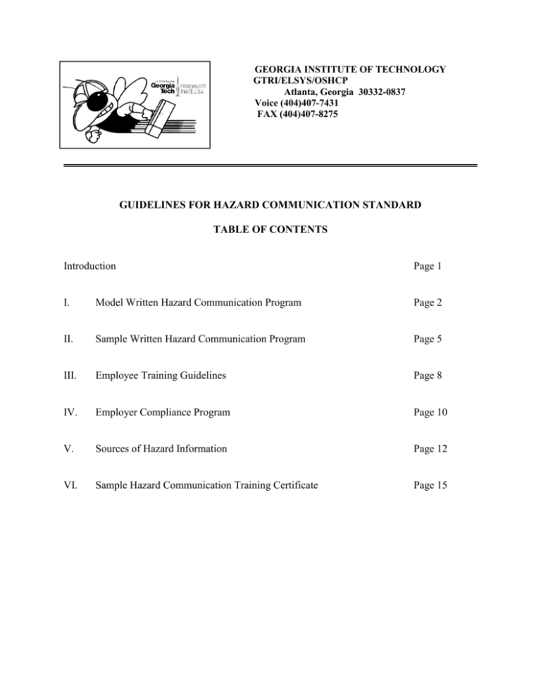 Model Written Hazard Communication Program