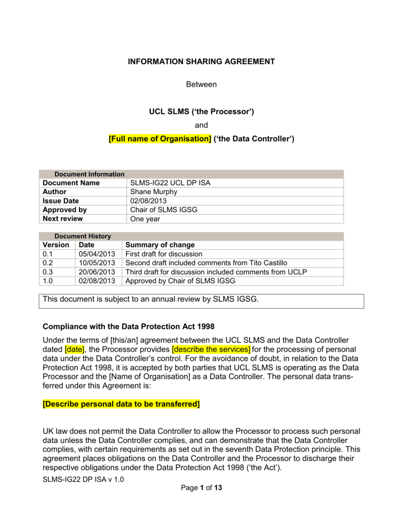 Information Sharing Agreement Template Nhs PDF Template Information Sharing Agreement Template Nhs PDF Template