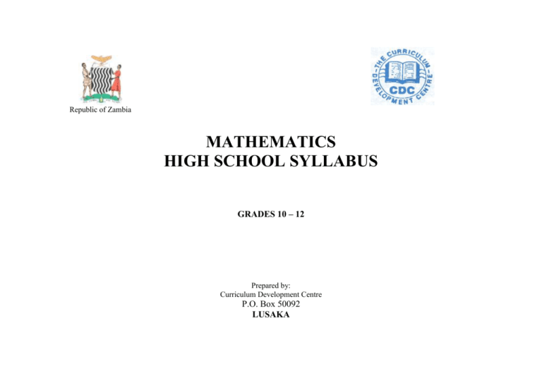 Mathematics syllabus 10 12