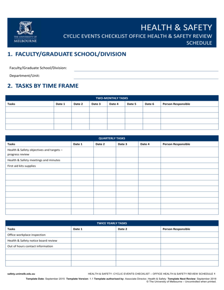 Cyclic Events Checklist Safety