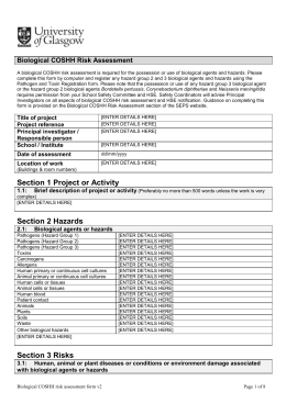 Biological COSHH risk assessment form