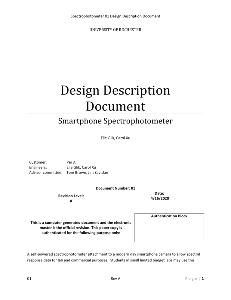 Example Design Description Document For