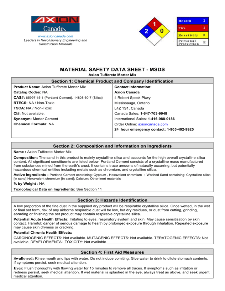 Material Safety Data Sheet Msds