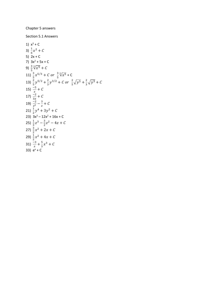 Chapter 5 Answers Chapter 5 Answers