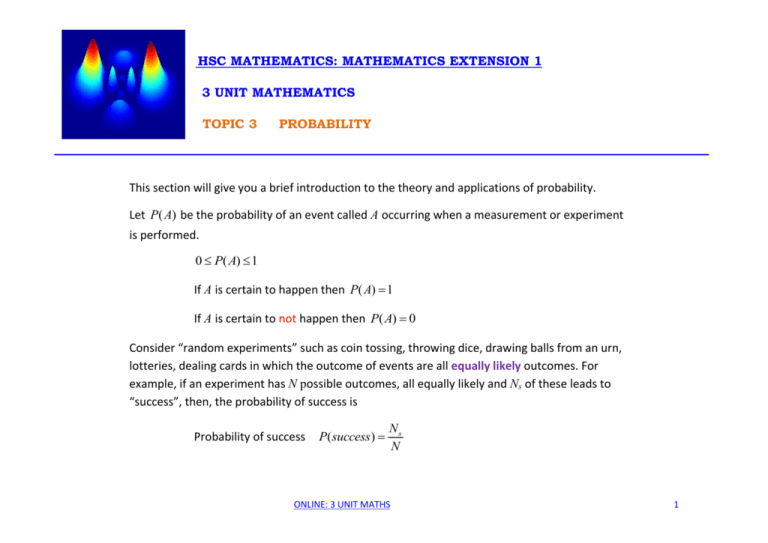 HSC Mathematics Extension 1 3 Unit 