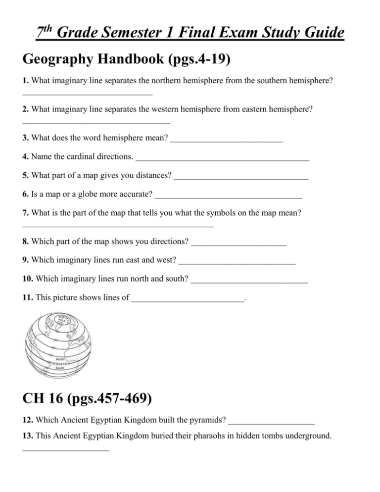 Semester 1 Final Exam Study Guide Semester 1 Final Exam Study Guide