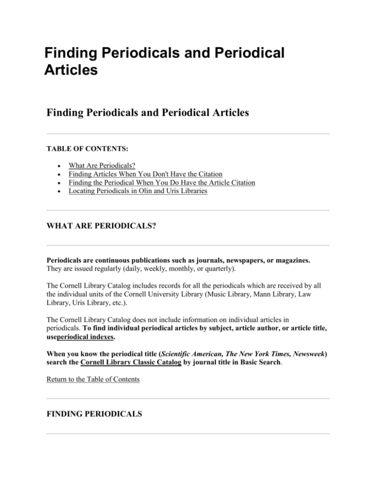 Finding Periodicals