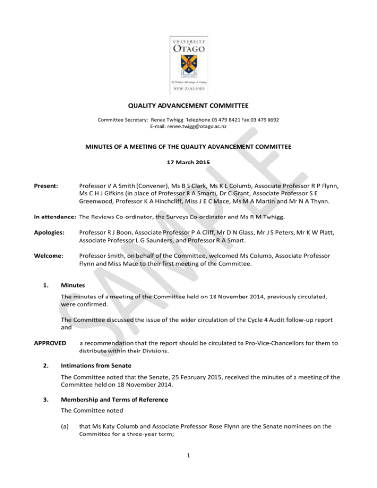 quality advancement committee