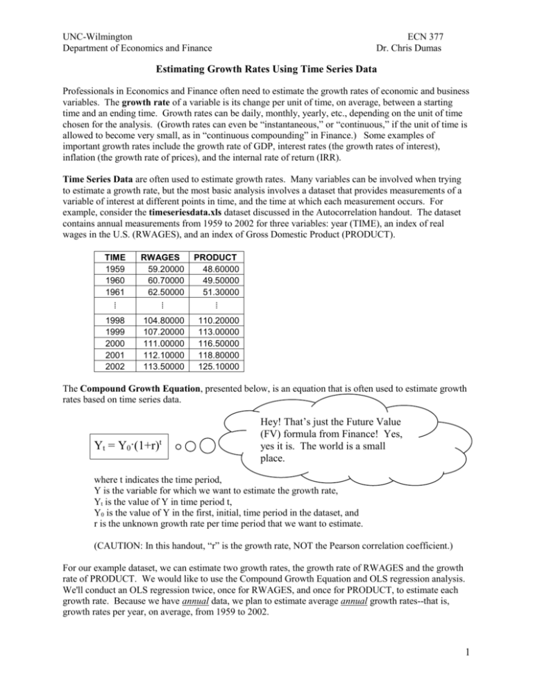 Estimating Growth Rates Using Time Series Data