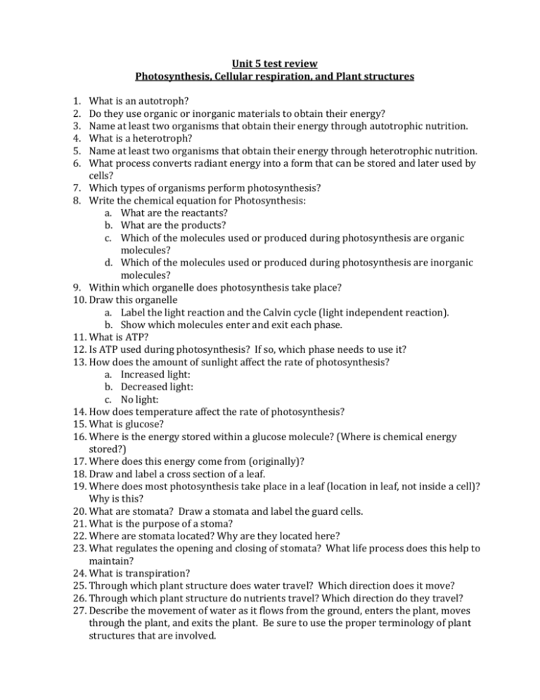 5 Test Review 5 Test Review