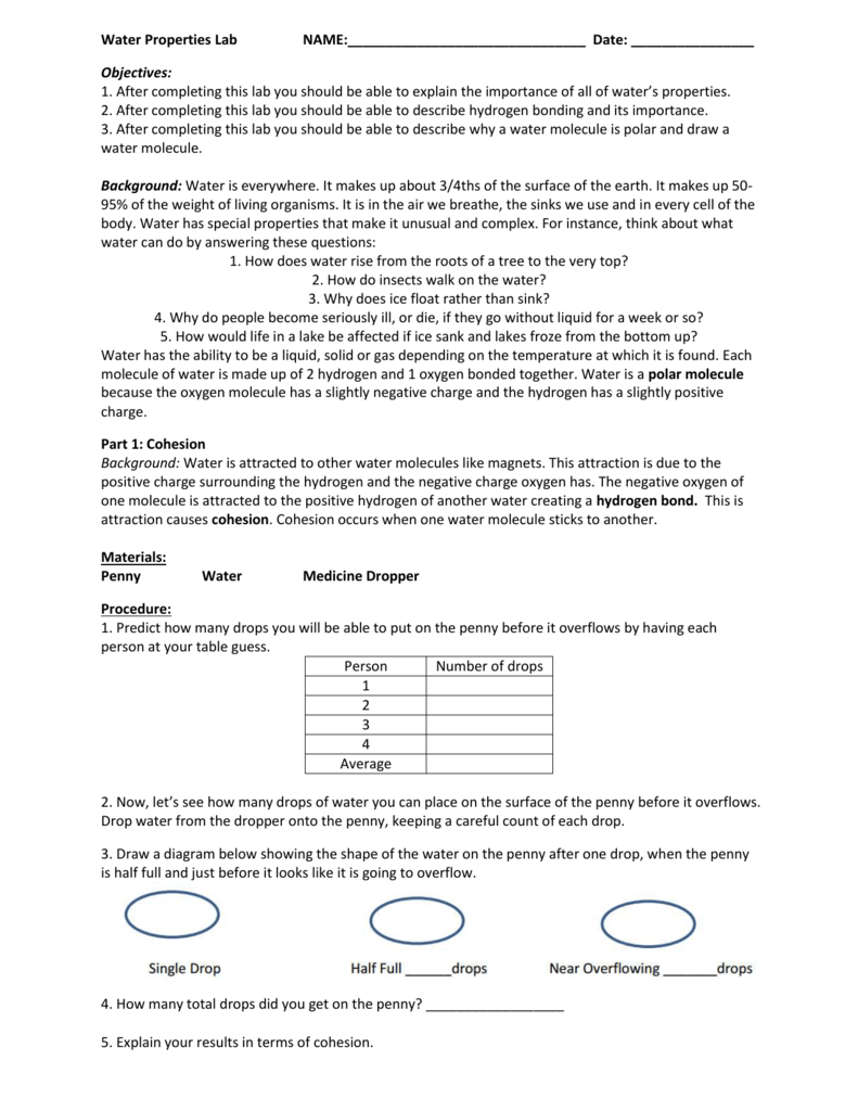 Water Properties Lab