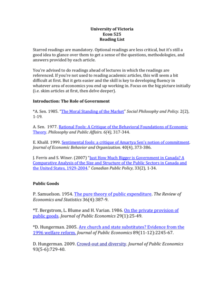 Reading List University Of Victoria