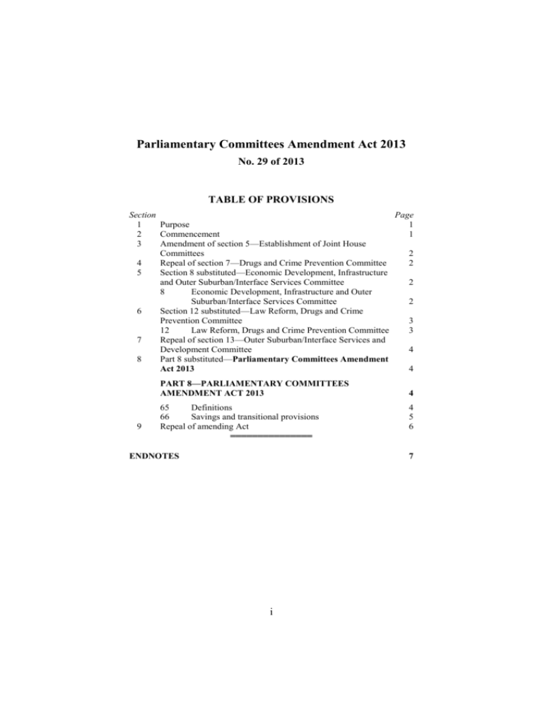 Parliamentary Committees Amendment Act 2013