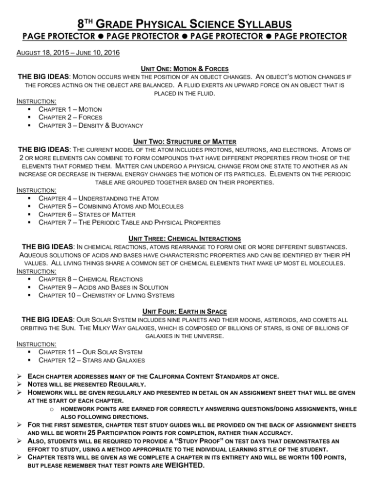 8th Grade Science Syllabus 8th Grade Science Syllabus