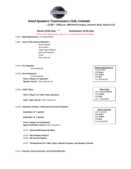 SCRIPT FOR TOASTMASTER OF THE DAY