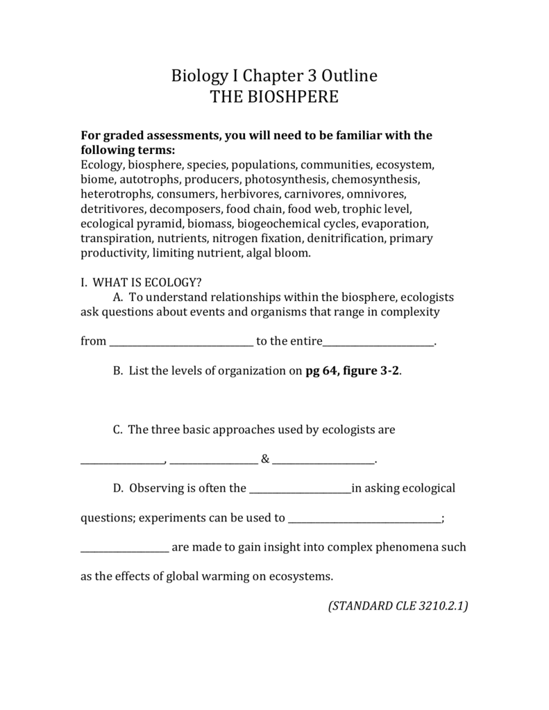 Biology Chapter 3 Outline