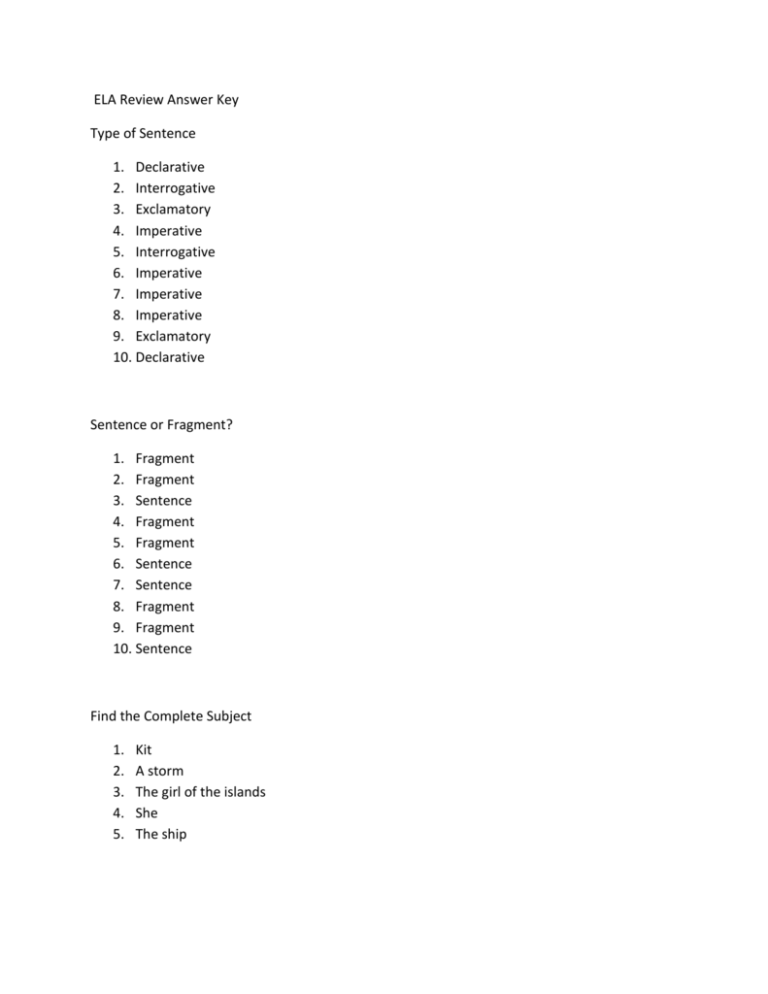 Ela Review Stations Answer Key