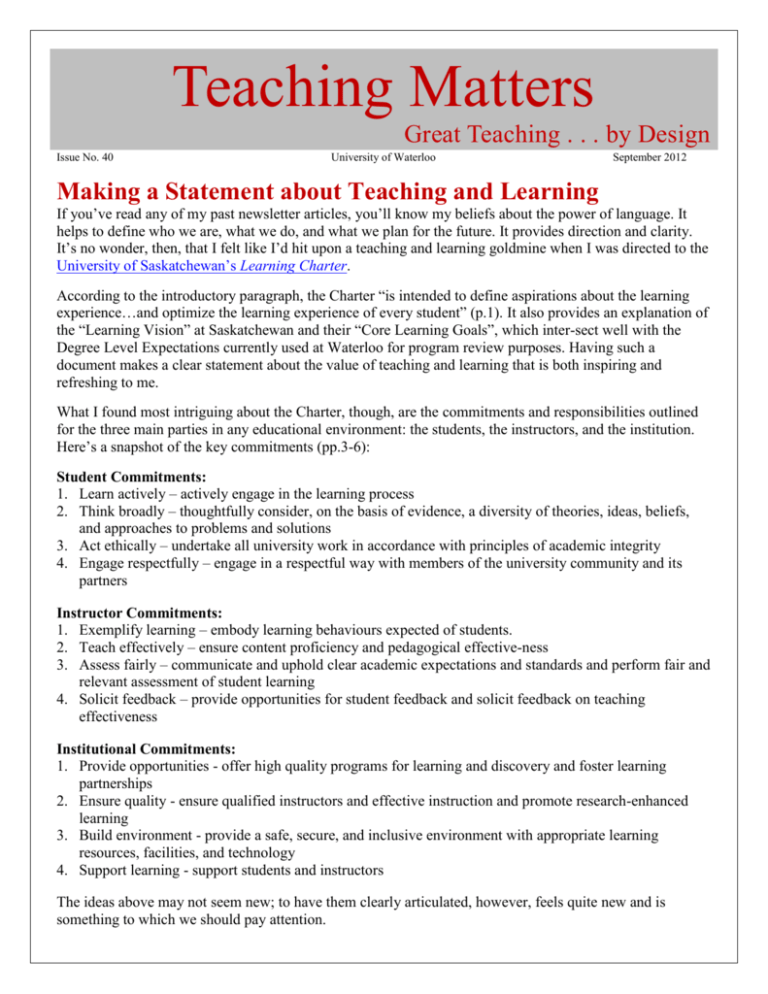 Teaching Matters September 2012