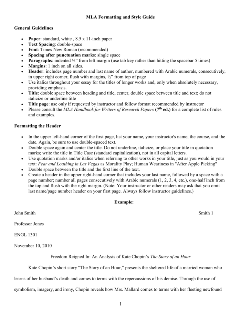 MLA Basic Format