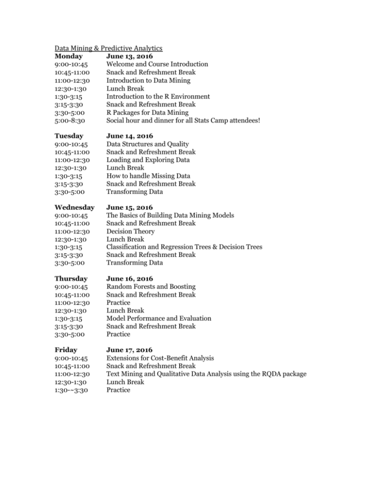 Syllabus For Data Mining Predictive
