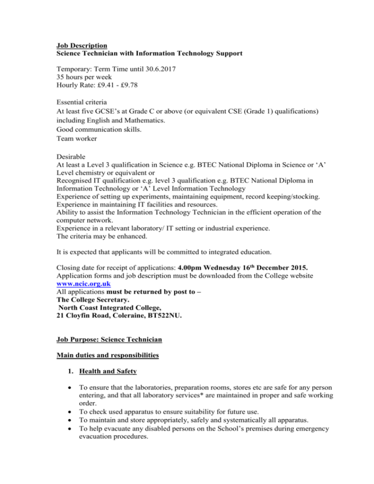 Science Technician Job Description Science Technician Job Description