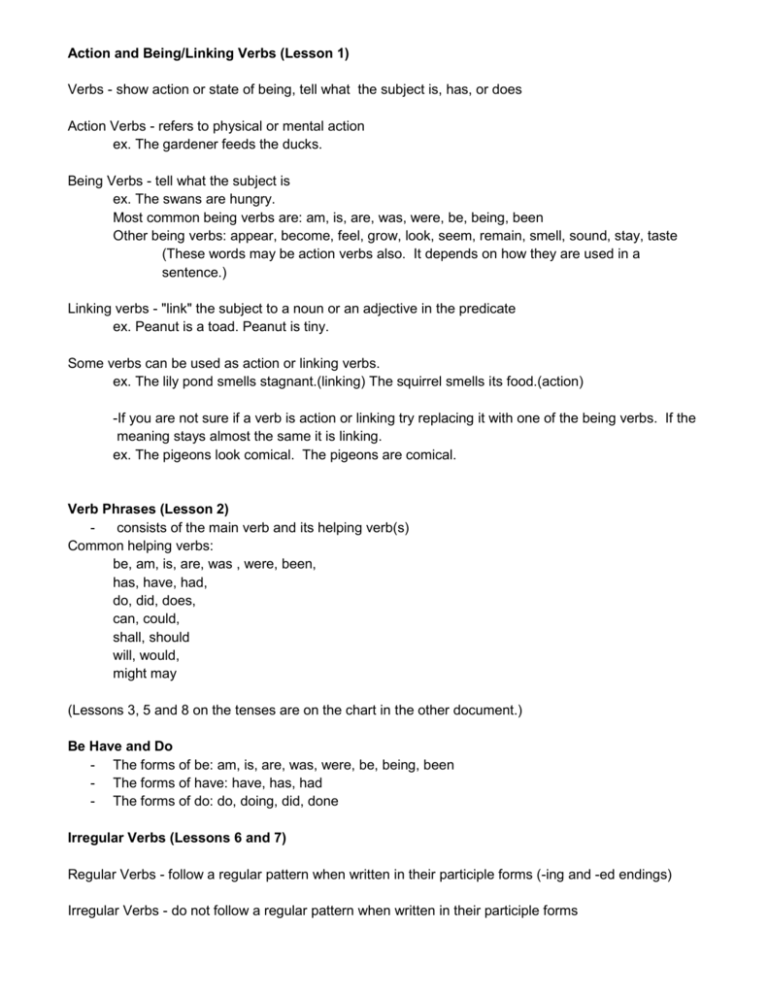 Verbs Notes