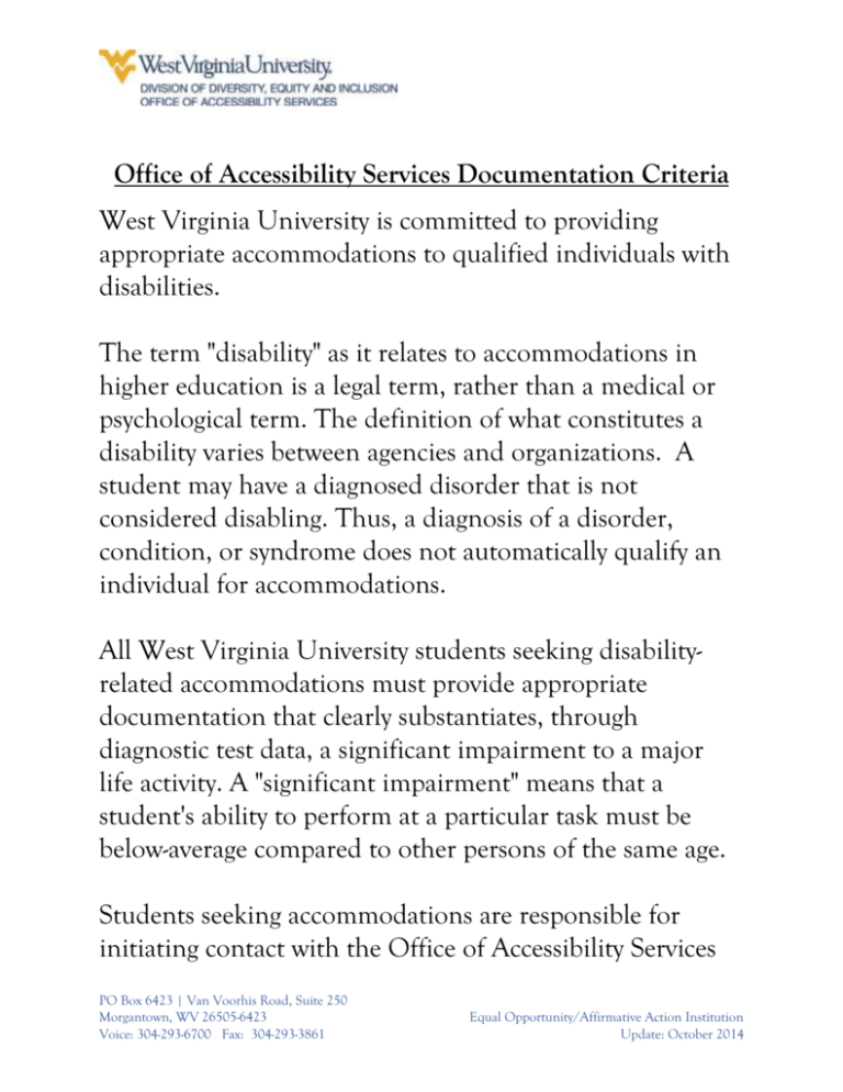 Documentation Criteria For Low Vision Documentation Criteria For Low Vision