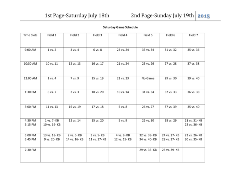 1st Page Saturday July 18th 2nd Page