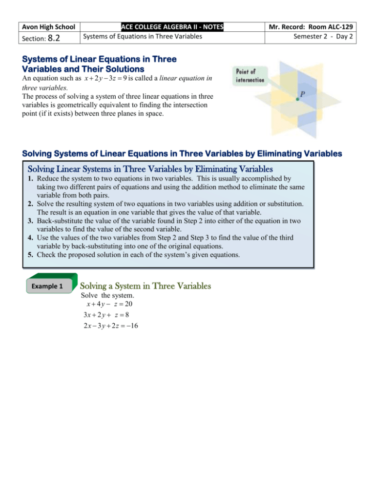 8 2 Systems Of Three Linear Equations