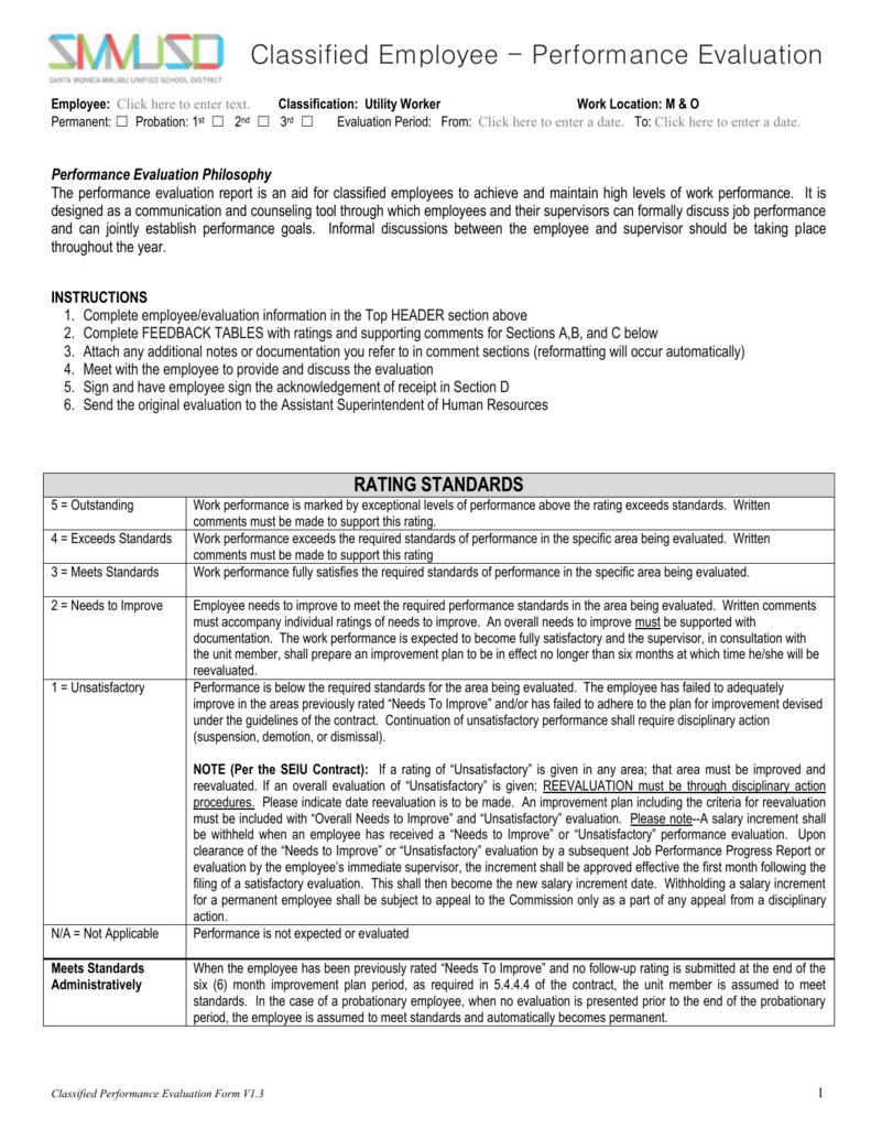 Utility Worker Performance Evaluation