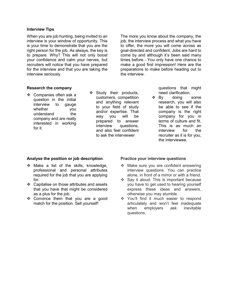 Interview Tips