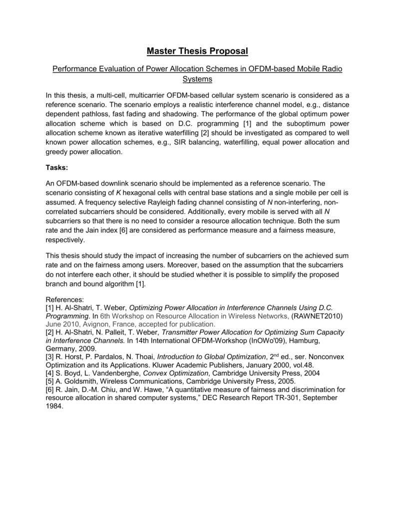 Master Thesis Proposal