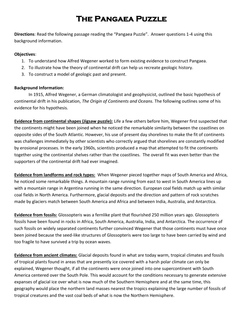 Pangaea Activity Dillon Environmental Science