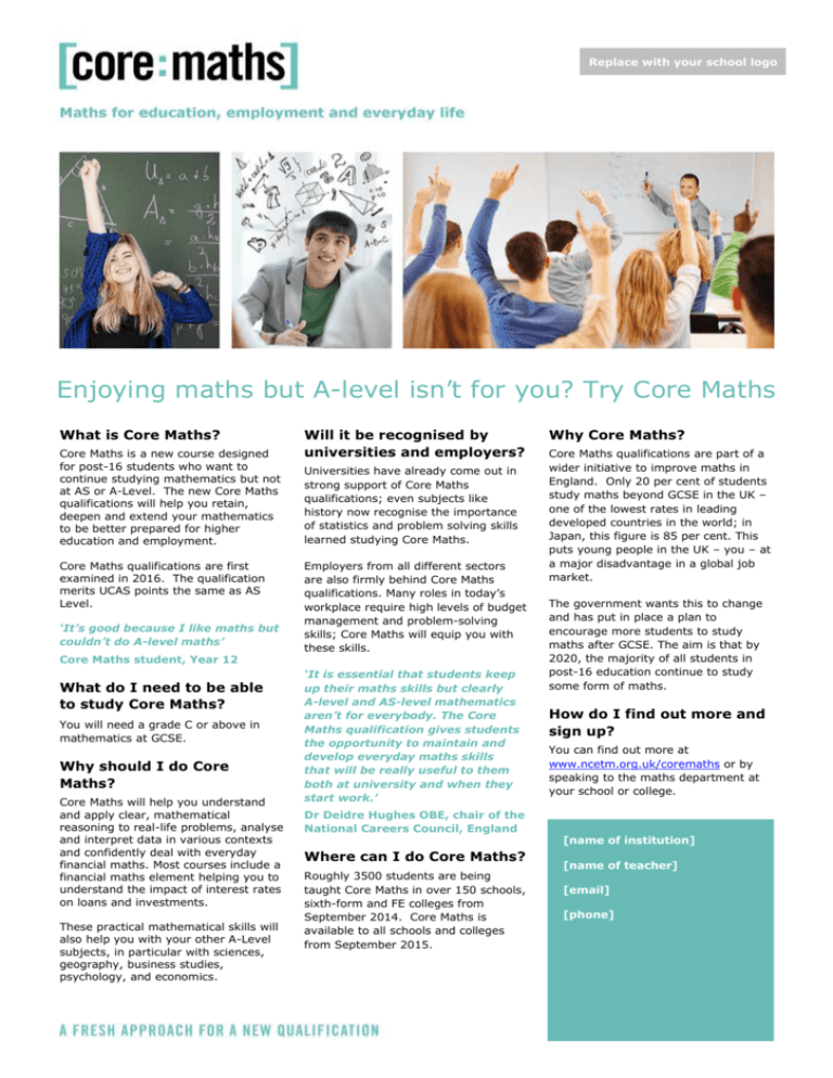 CfBT Core Maths A4 Leaflet