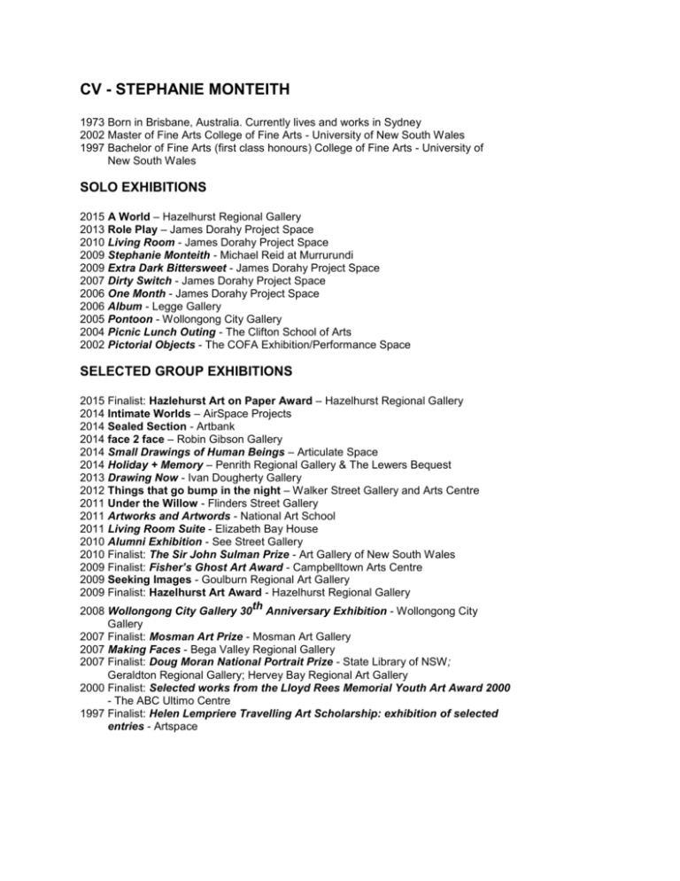 CV - Paddington Art Prize