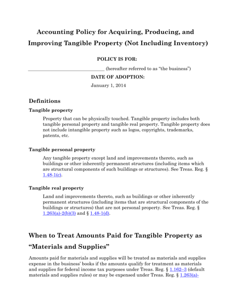 Accounting Policy Document