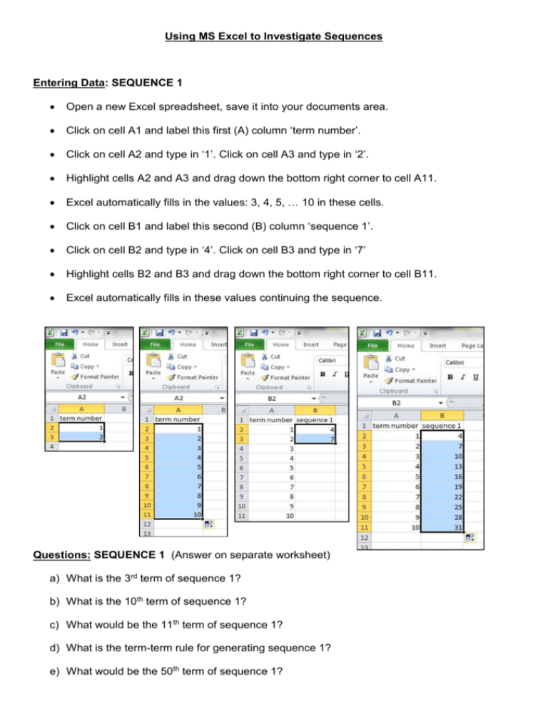 Sequences On Excel EASY