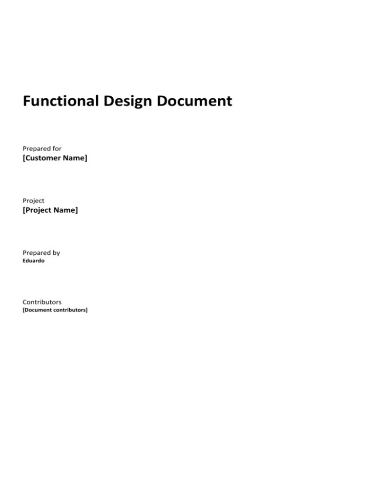 12 Functional Design Document Template