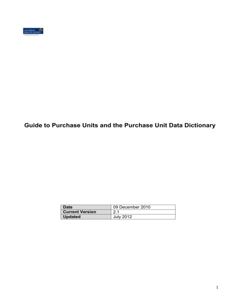 Guide to Purchase Units and the Purchase Unit Data Dictionary