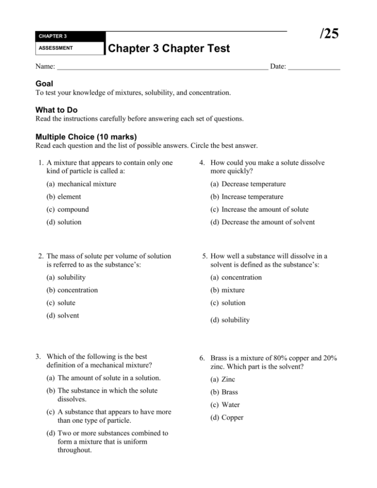 CHAPTER 3 TEST CHAPTER 3 TEST